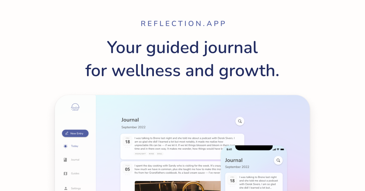 Self Reflection Journal App | Free Private Online Journal | Guided Journaling App